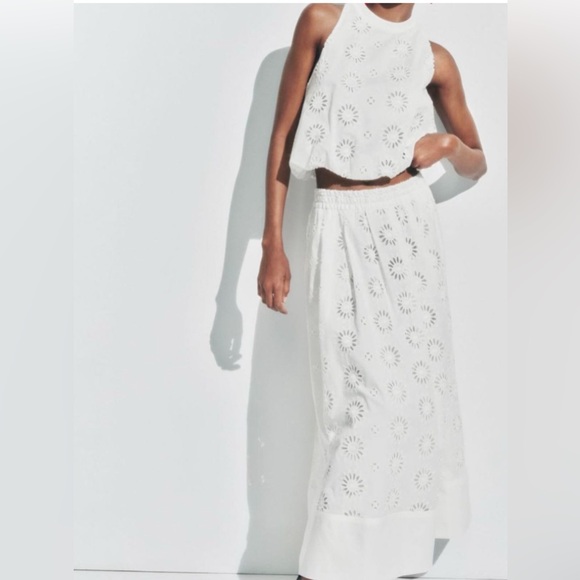 Zara | Tops | Zara Embroidery Eyelet Skirt Set | Poshmark